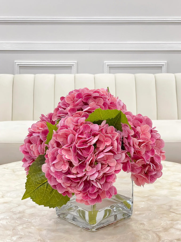 Real Touch Hydrangea Large Arrangement In Glass Vase – Flovery.com