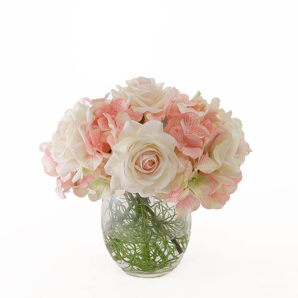 Real Touch Ivory Light Pink Tipped Roses Arrangement – Flovery